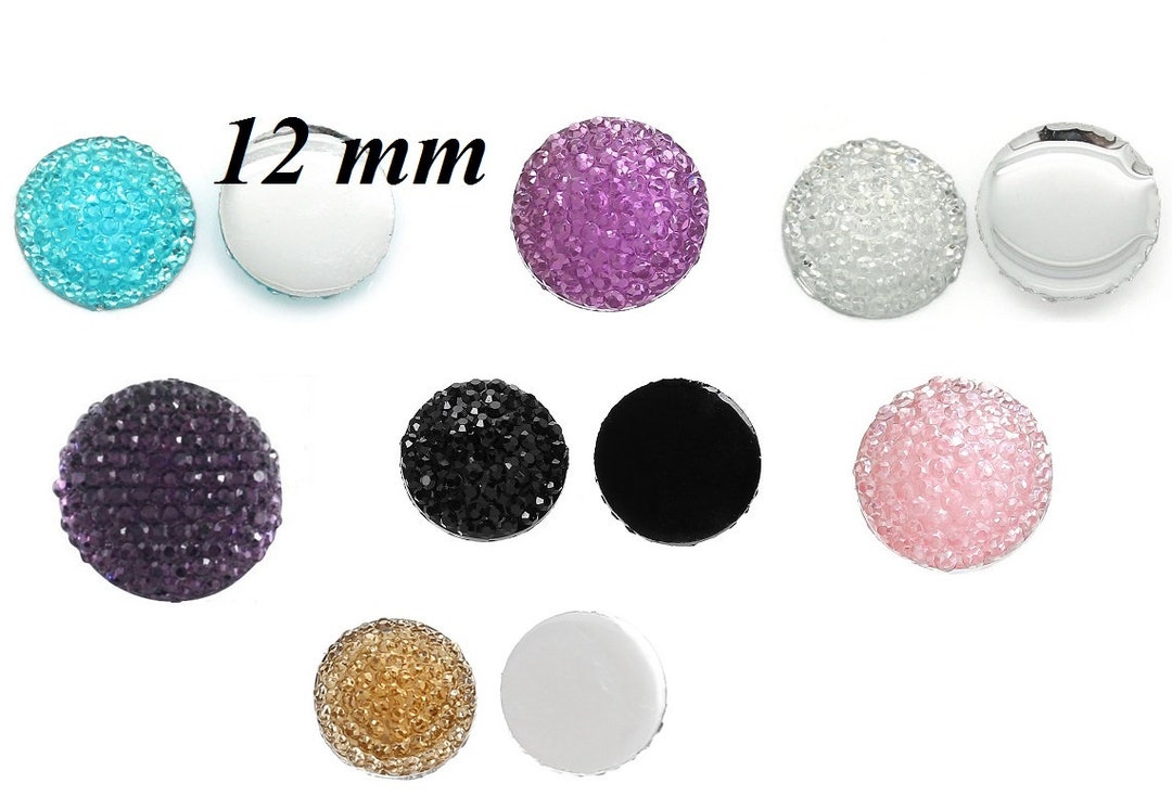 20 Cabochons, 12 Mm, Round, Glitter, Acrylic, - Etsy