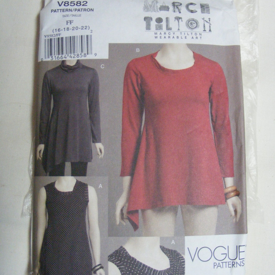 Vogue Pattern Marcy Tilton V8582 Sewing Pattern Blouse, More Size 16-22 ...