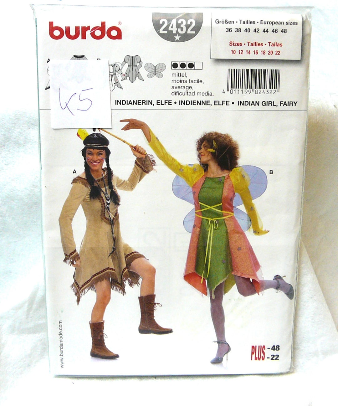Burda 2432, Sewing Pattern Indian Woman, Elf, Fairy, Cosplay, Pattern ...