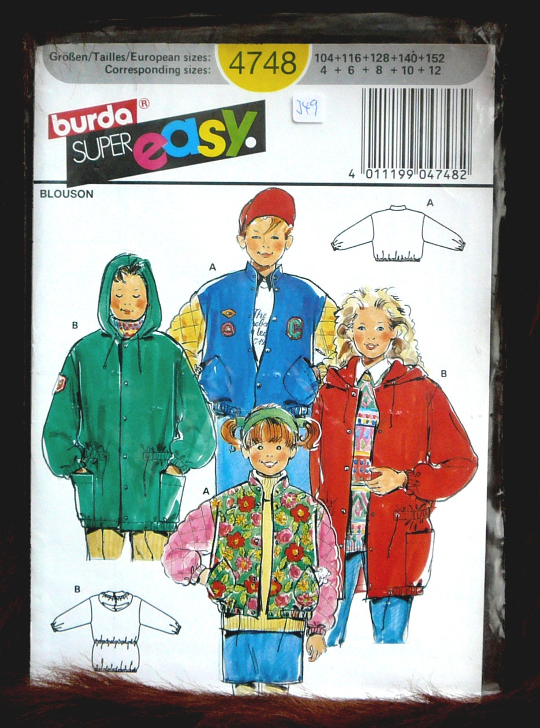 Burda Super Easy 4748, Blouson, Multi-size Cut 104-152, Patterns Kids ...