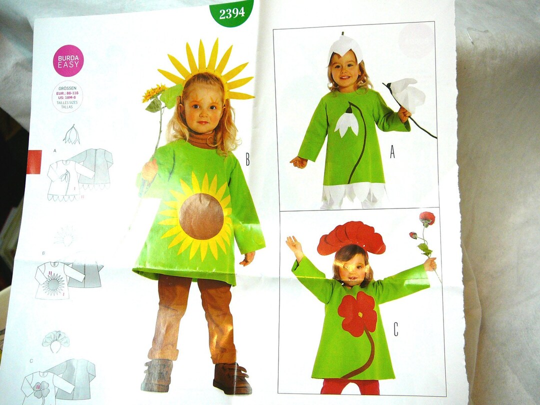 Burda 2394 Sewing Pattern Flower Children, Flower Children, Hippie ...