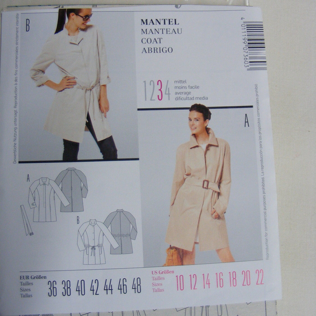 Burda 7360 Style Sewing Pattern Coat, Manteau, Coat, Abrigo, Multi-size ...