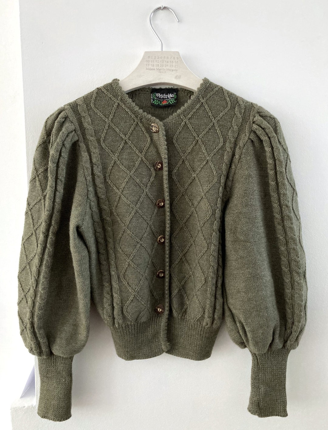 Beautiful Vintage Wool Cardigan, Vintage Wool Cardigan With Puff ...