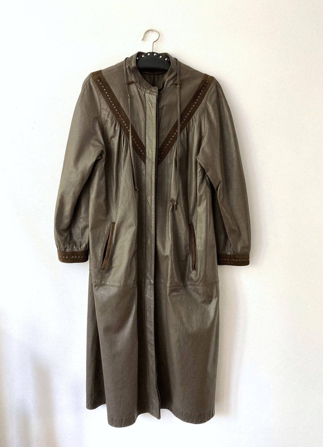 80s Leather Norma Modell Long Coat // Lovely Vintage Brown Leather ...