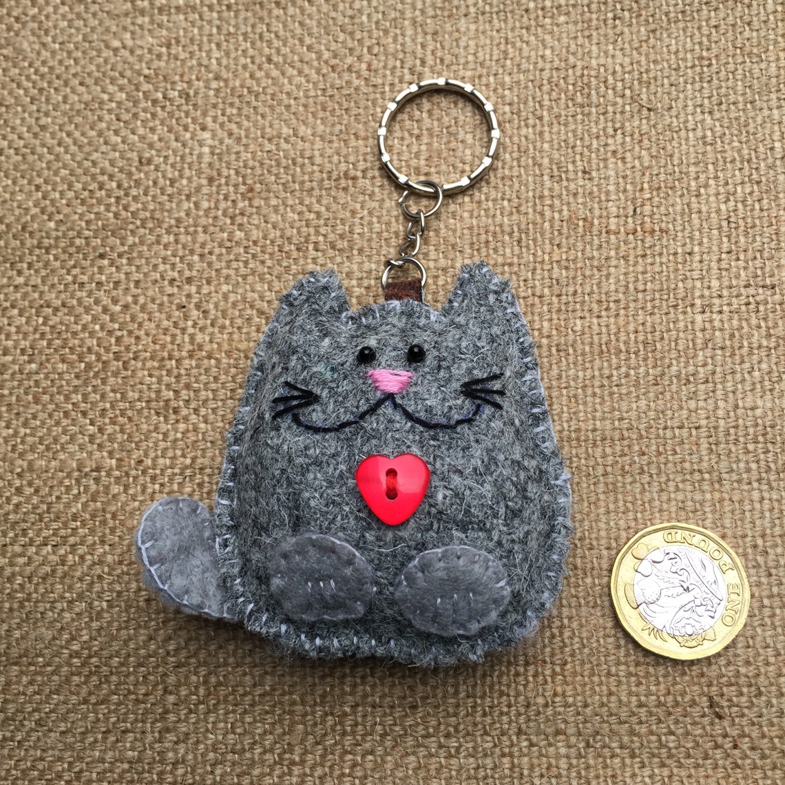 Harris Tweed Cat Keyringcat Keyringtweed Catscottish | Etsy