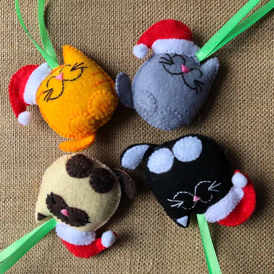 Cat Christmas Decoration, Felt Cat, Christmas Bauble, Cat Lovers Gift ...
