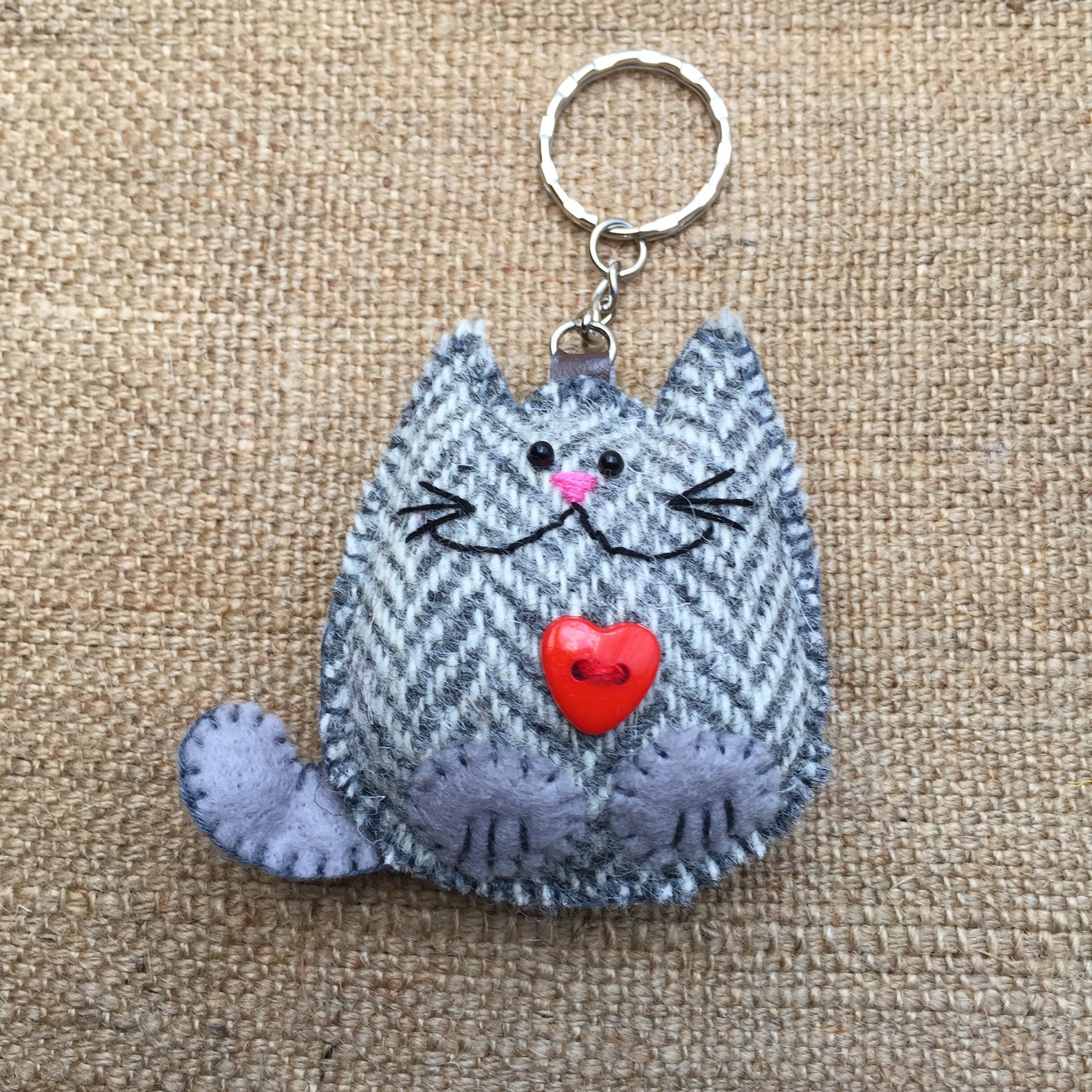 Harris Tweed Cat Keyring,cat Keyring,tweed Cat,scottish Gift,gift Under ...