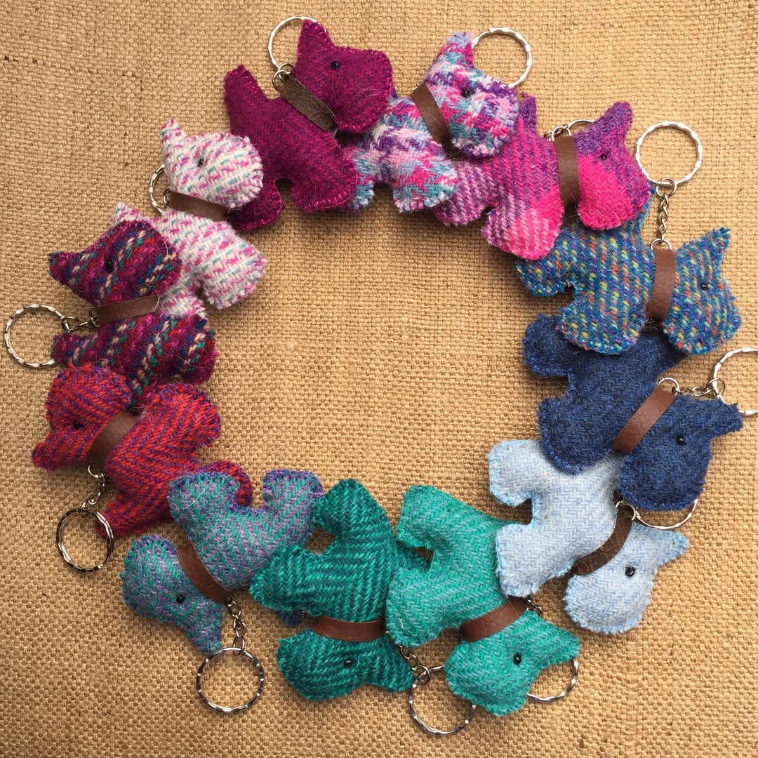 Scottie Dog Key Ring,harris Tweed Scottie Key Ring,scottish Keyring,dog ...