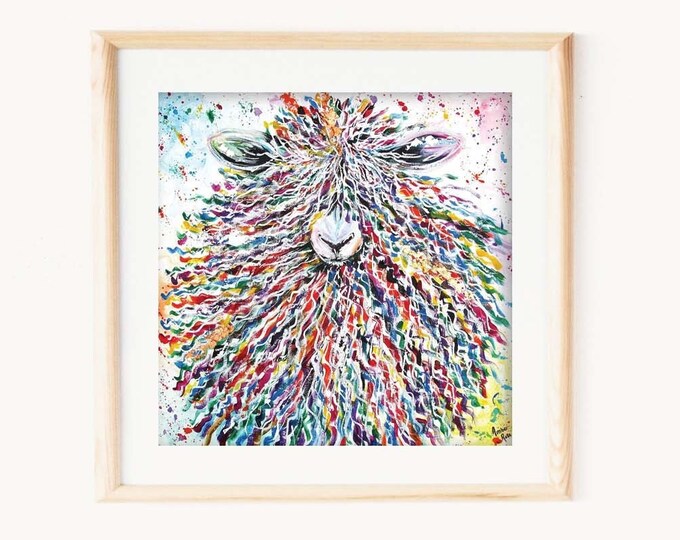 Colourful Sheep Art Print, Farm Animal Painting Design, Large Wall ...