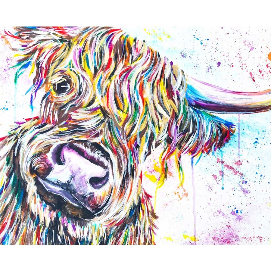 Colourful Highland Cow Art Print Rainbow Farm Animal Painting - Etsy