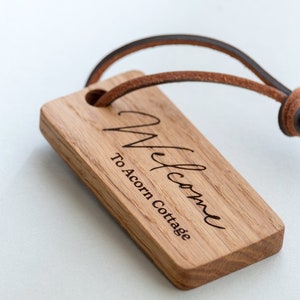 Custom Wooden Label With Personalised Gift Message, Made From Solid Oak ...
