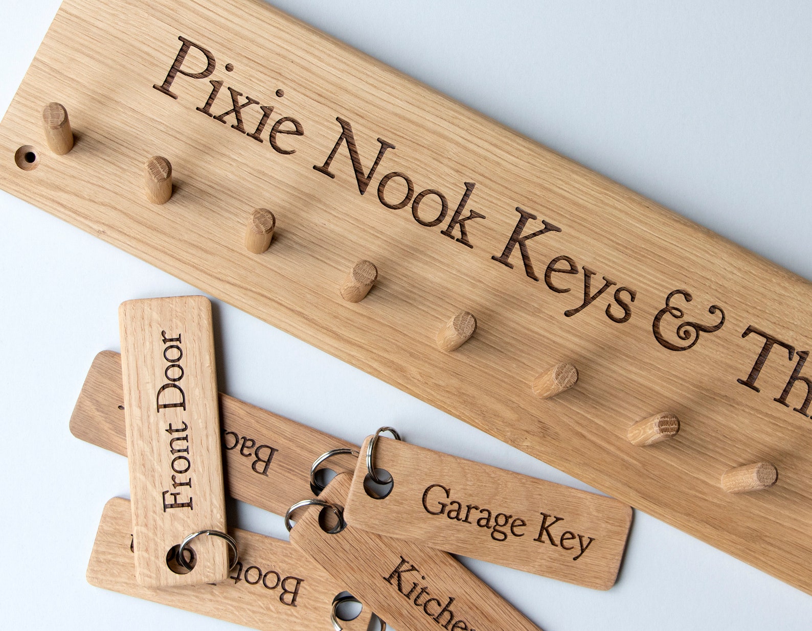Oak Key Rack Personalised Key Hook for Wall - Etsy UK