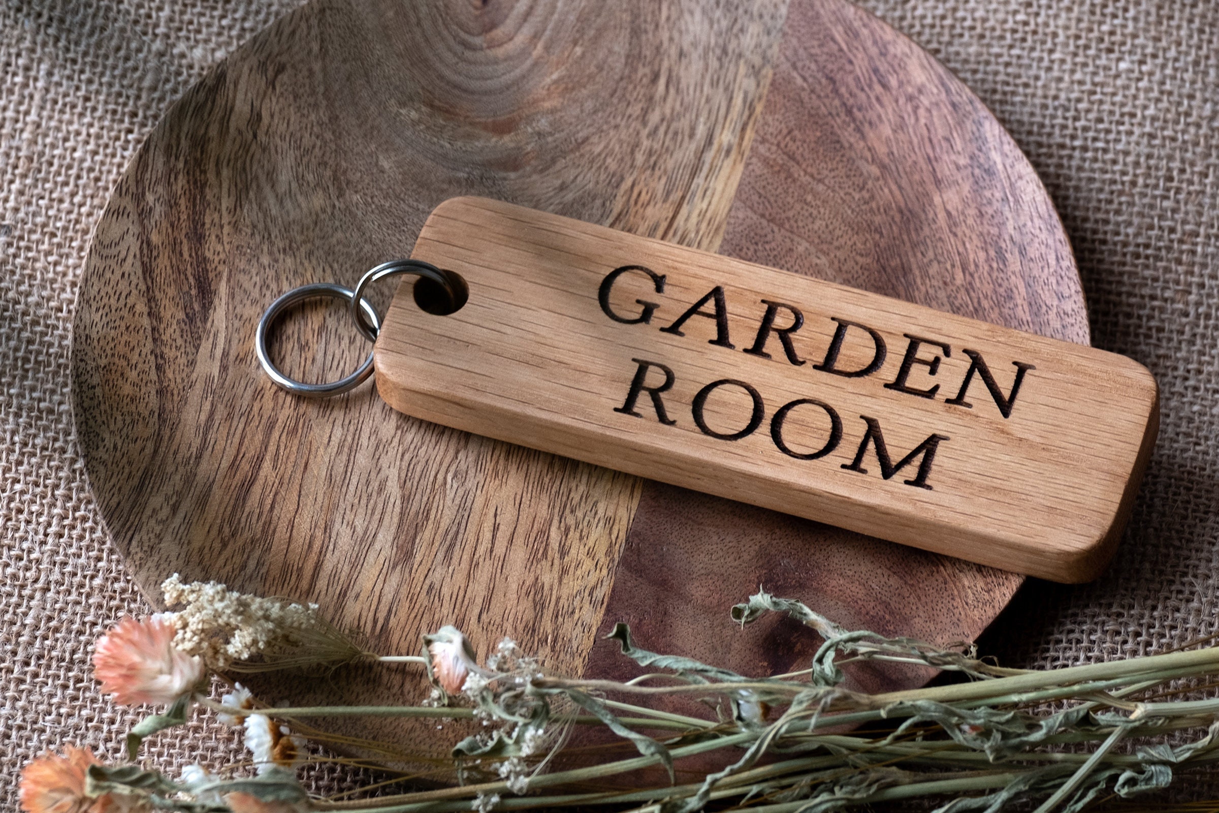 Personalized Wooden Keychain Engraved English Oak Big Wood - Etsy