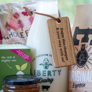 Custom Wooden Label With Personalised Gift Message, Made From Solid Oak ...