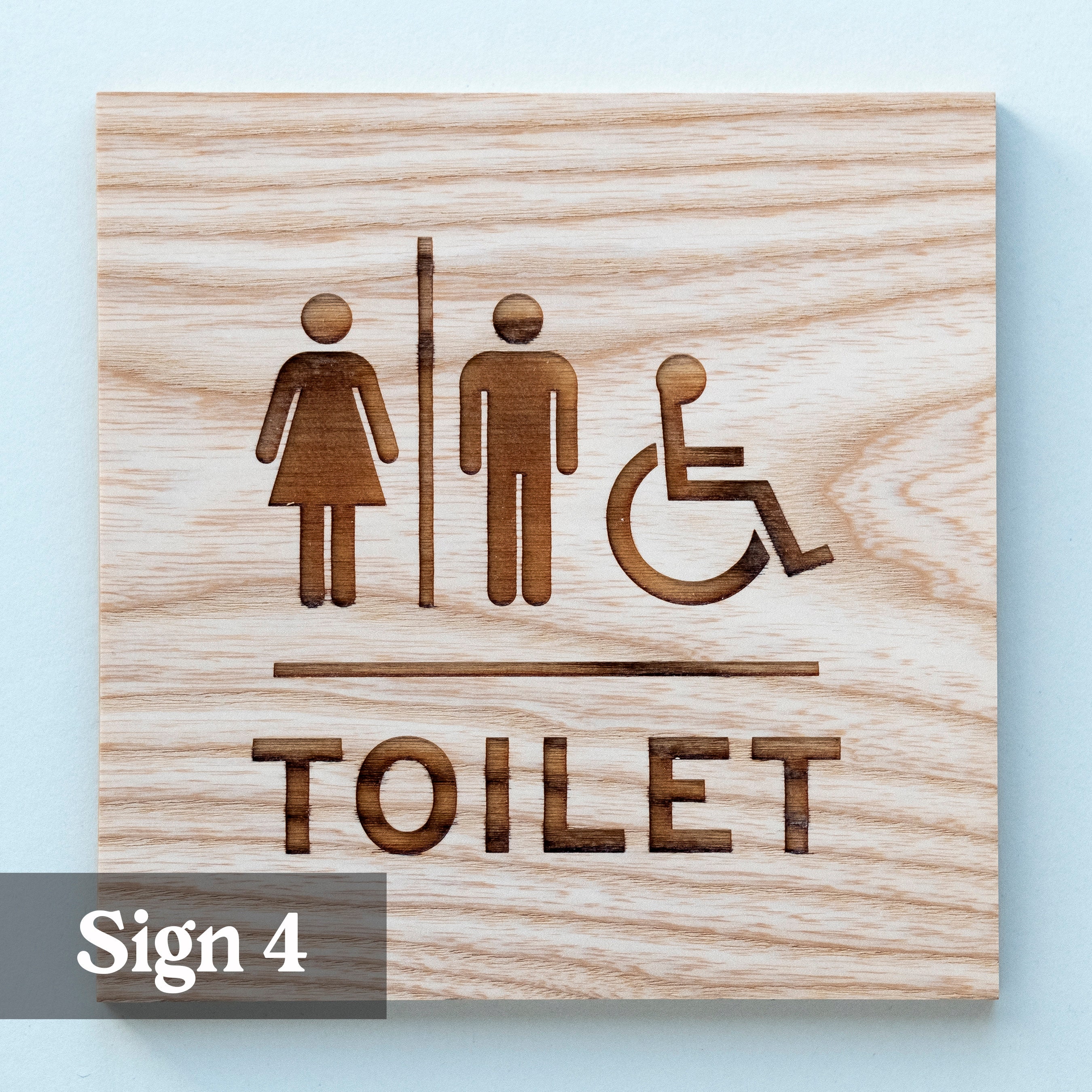 Square Wooden Toilet Sign, Sustainable Ash or Oak Restroom - Etsy UK