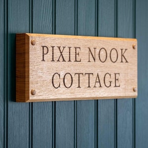 Oak House Sign, Engraved Wooden Sign, Custom Wood Exterior Sign ...