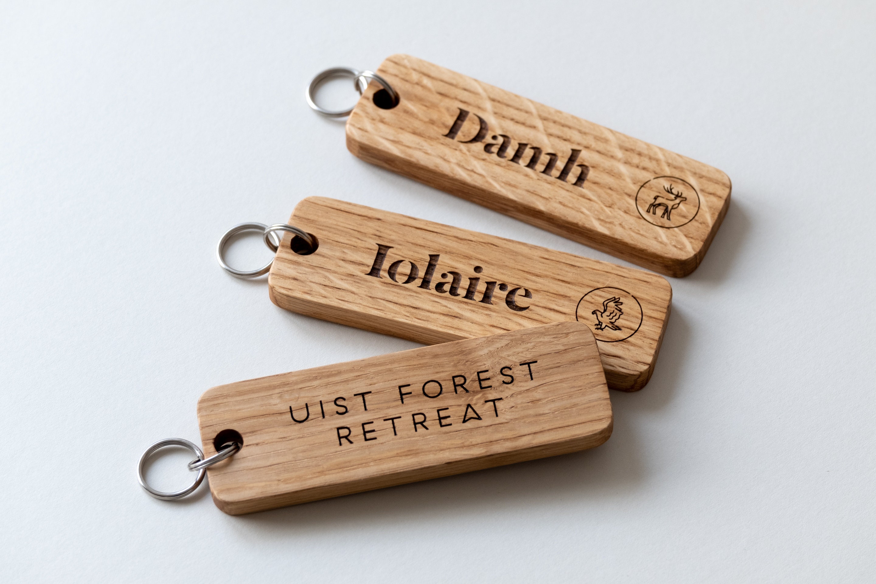 Personalized Wooden Keychain Engraved English Oak Big Wood - Etsy
