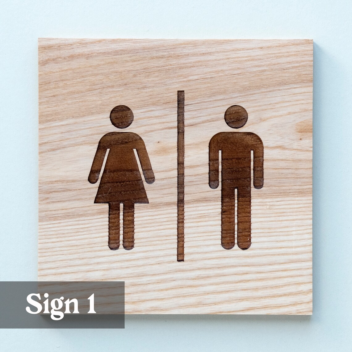 Square Wooden Toilet Restroom Symbol Signs Featuring Male, Female ...