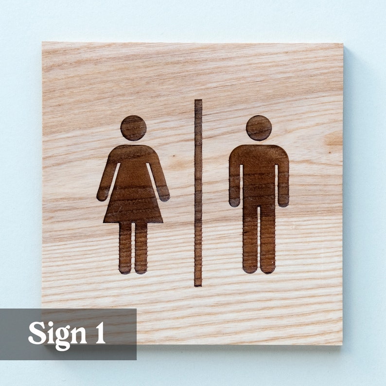 Square Wooden Toilet Restroom Symbol Signs Featuring Male, Female ...