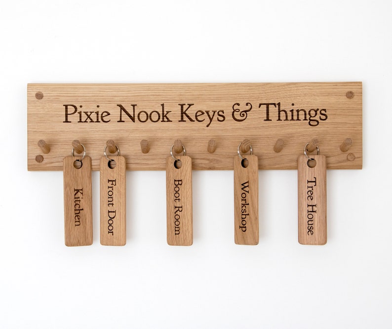 Oak Key Rack Personalised Key Hook for Wall - Etsy UK
