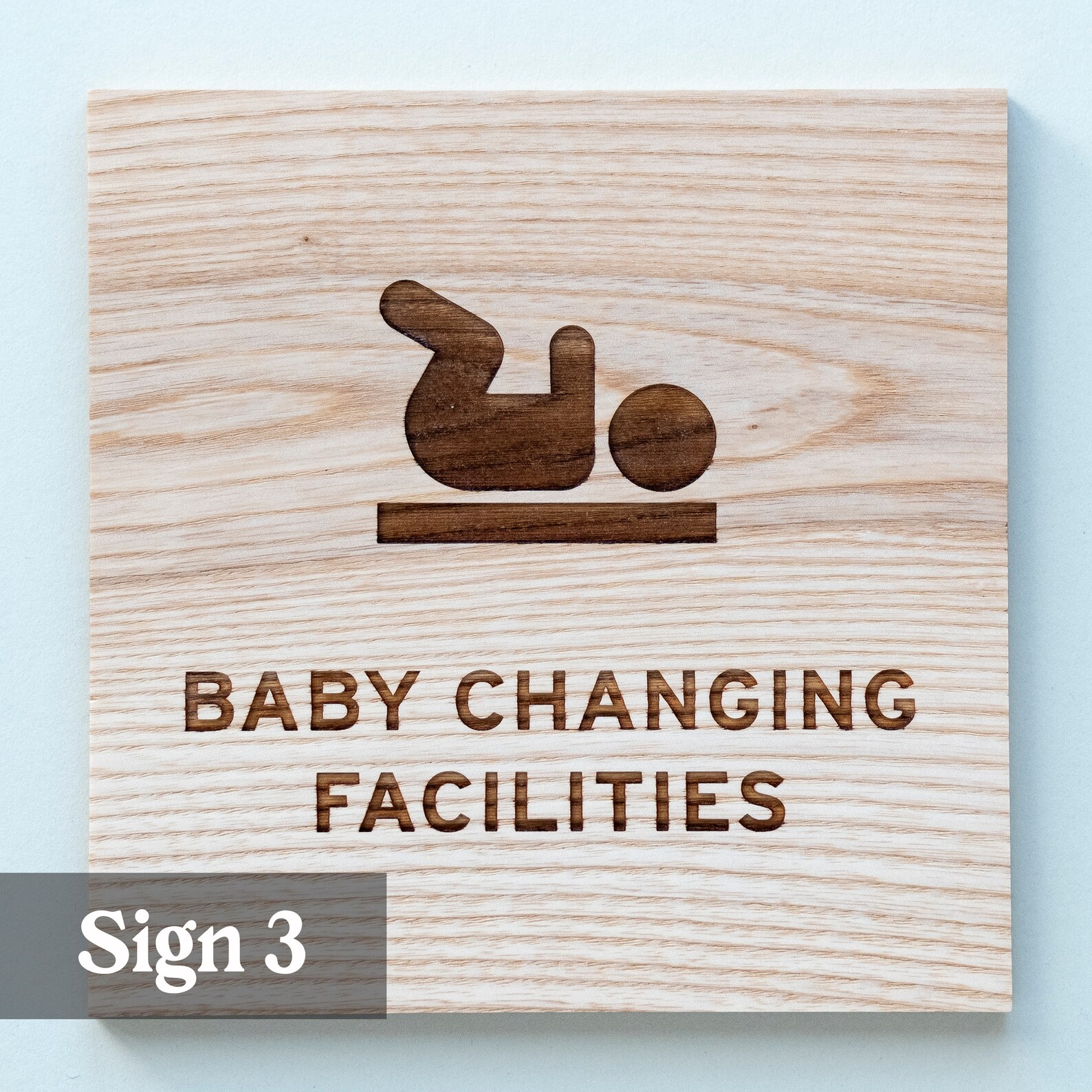 Square Wooden Toilet Sign, Sustainable Ash or Oak Restroom - Etsy UK
