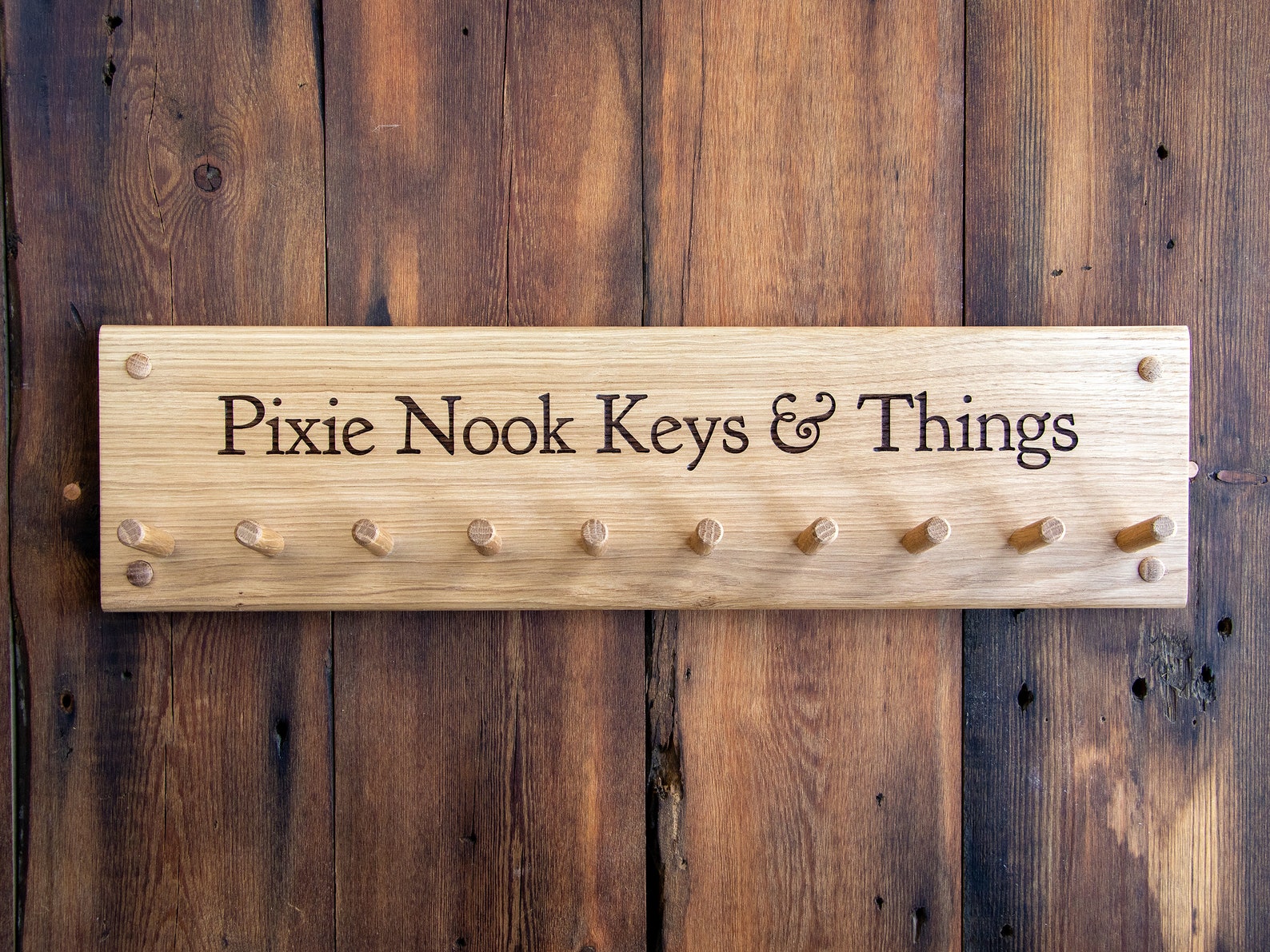 Oak Key Rack Personalised Key Hook for Wall - Etsy UK