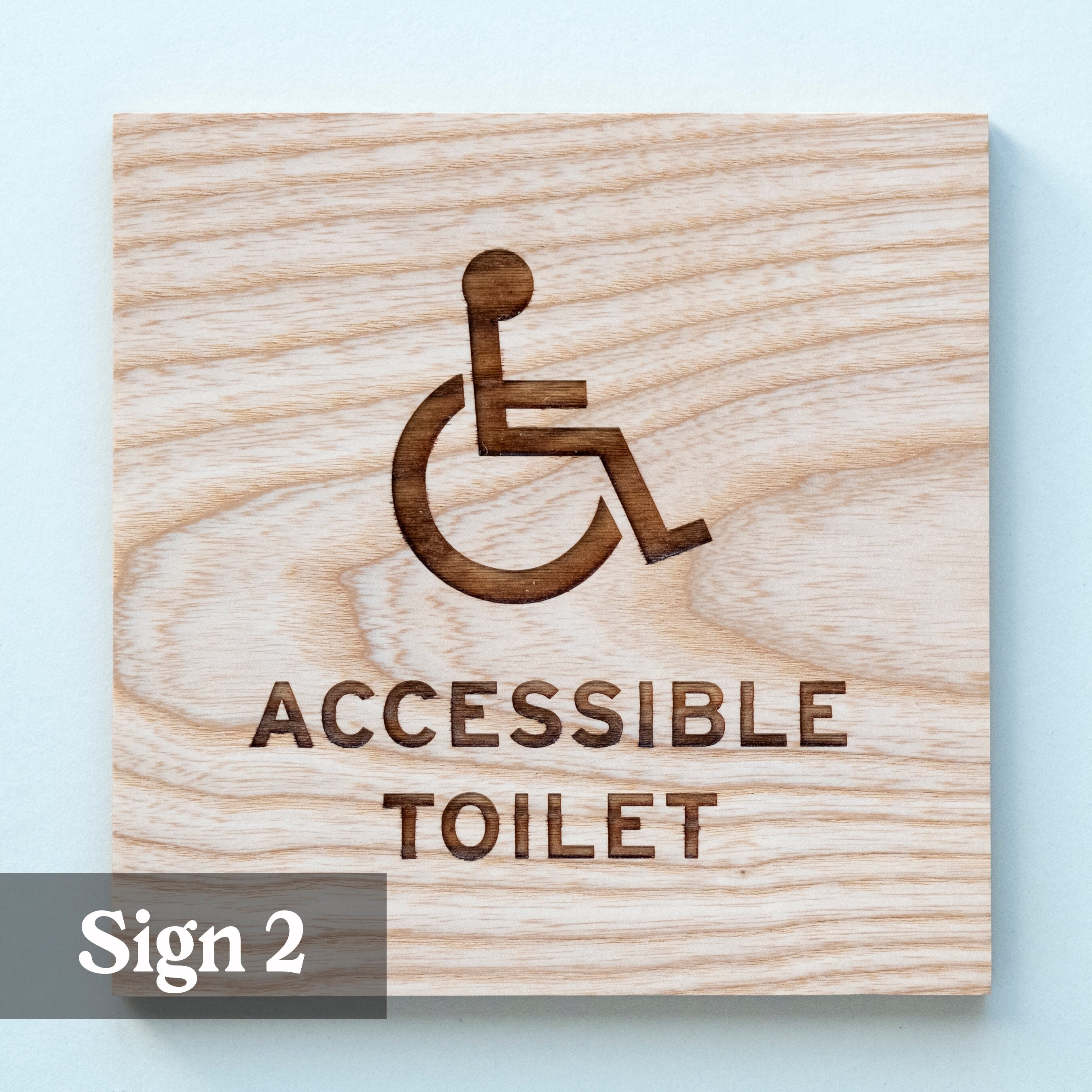 Square Wooden Toilet Sign, Sustainable Ash or Oak Restroom - Etsy UK