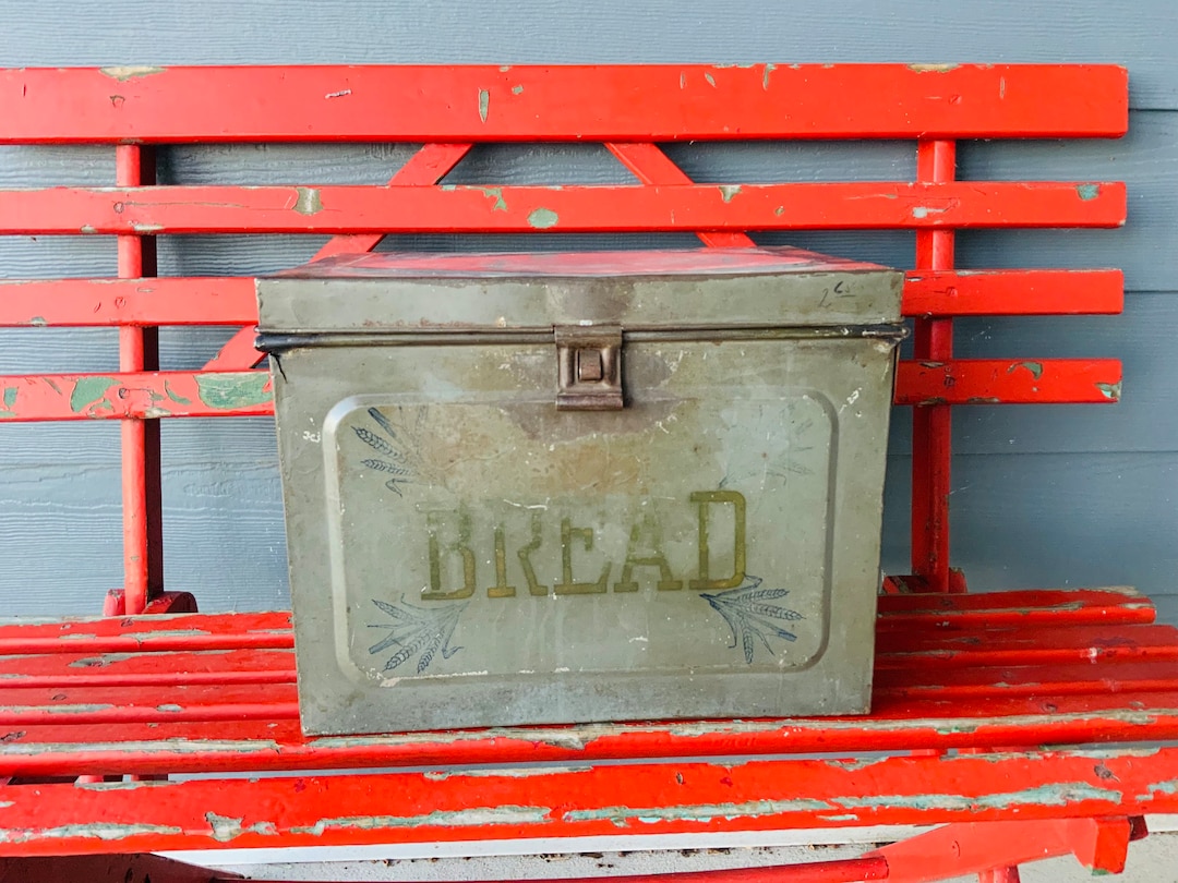 Antique Tin Bread Box Toleware Hand Painted - Etsy