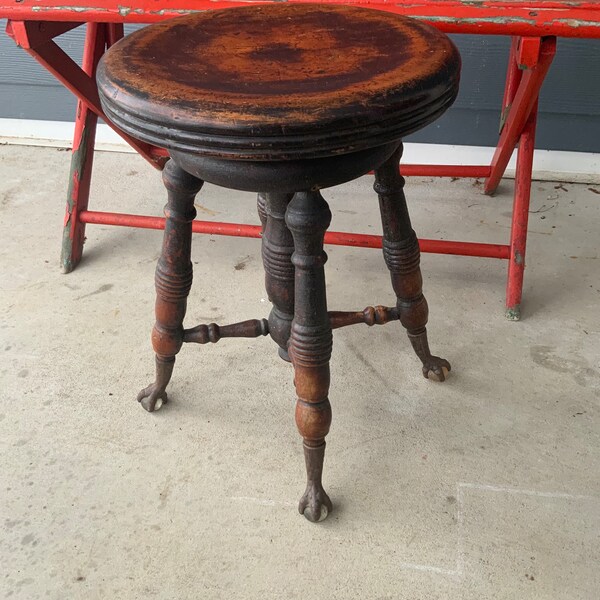 Antique Piano Stool - Etsy