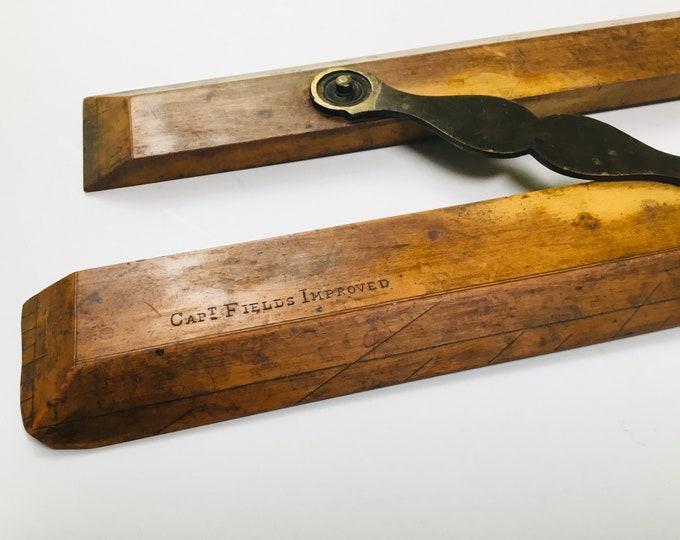 Capt. Fields Improved Hinged Parallel Navigation Ruler in Wood & Brass ...