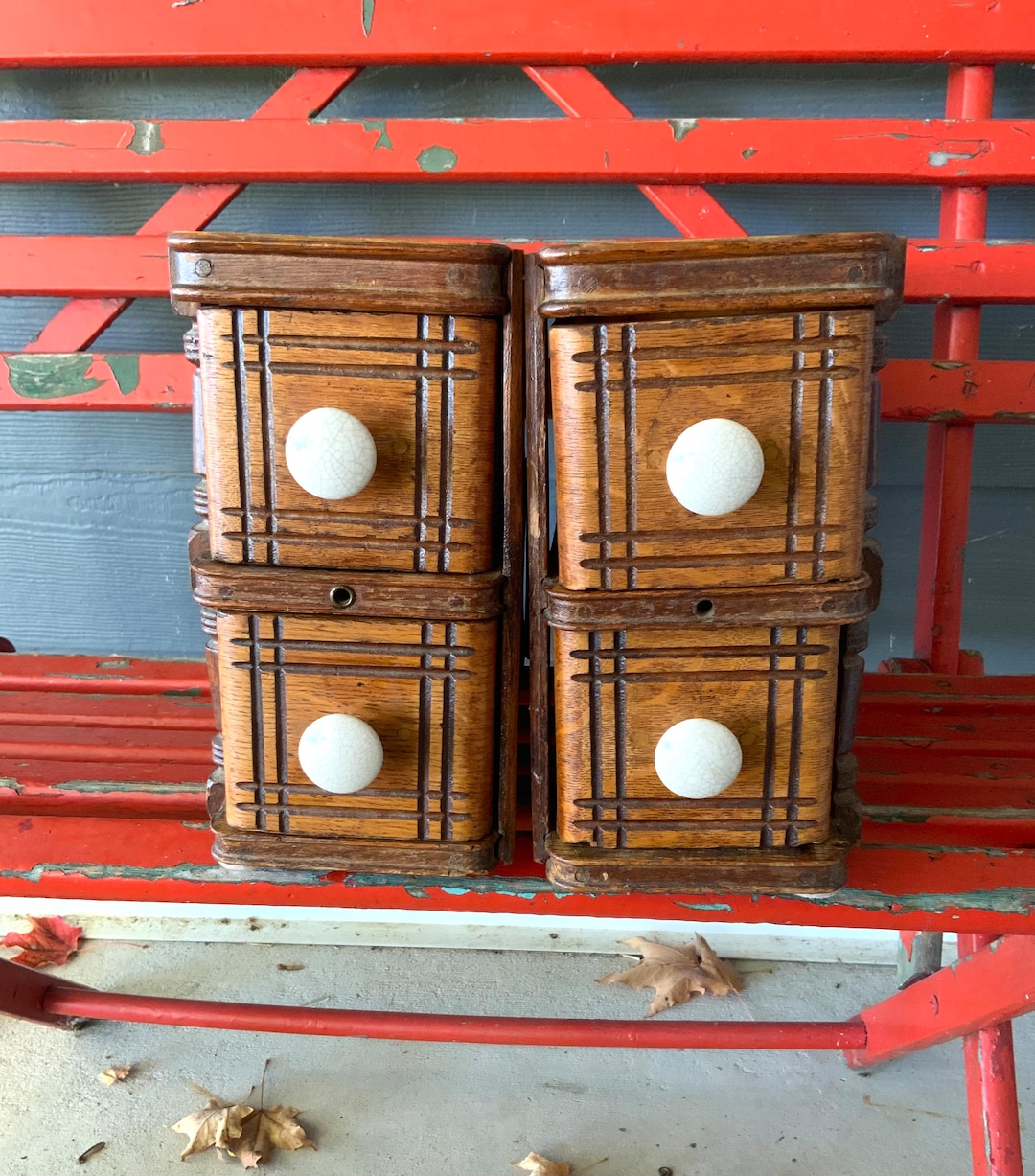 Set of Vintage Oak Sewing Machine Drawers With Crisscross Pattern - Etsy