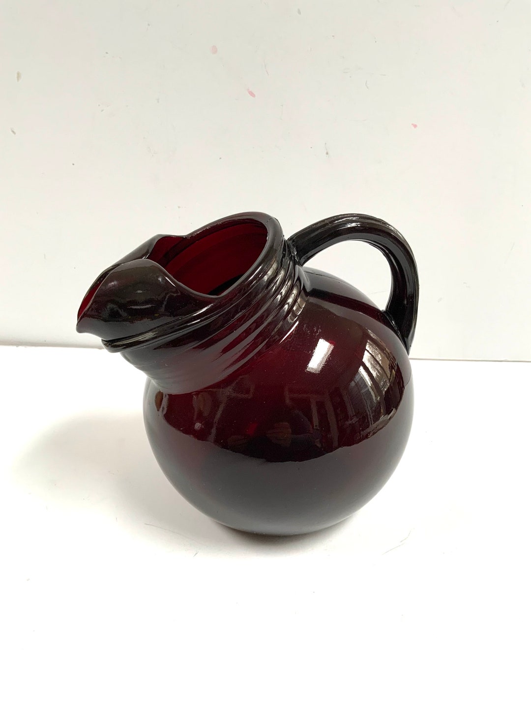 Ruby Red Ball Shaped Pitcher - Etsy