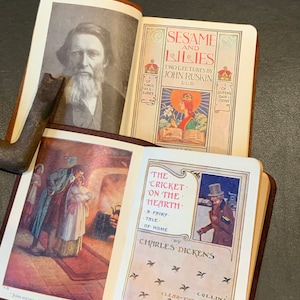 Miniature Leather Bound Books With Dickens and Ruskin - Etsy
