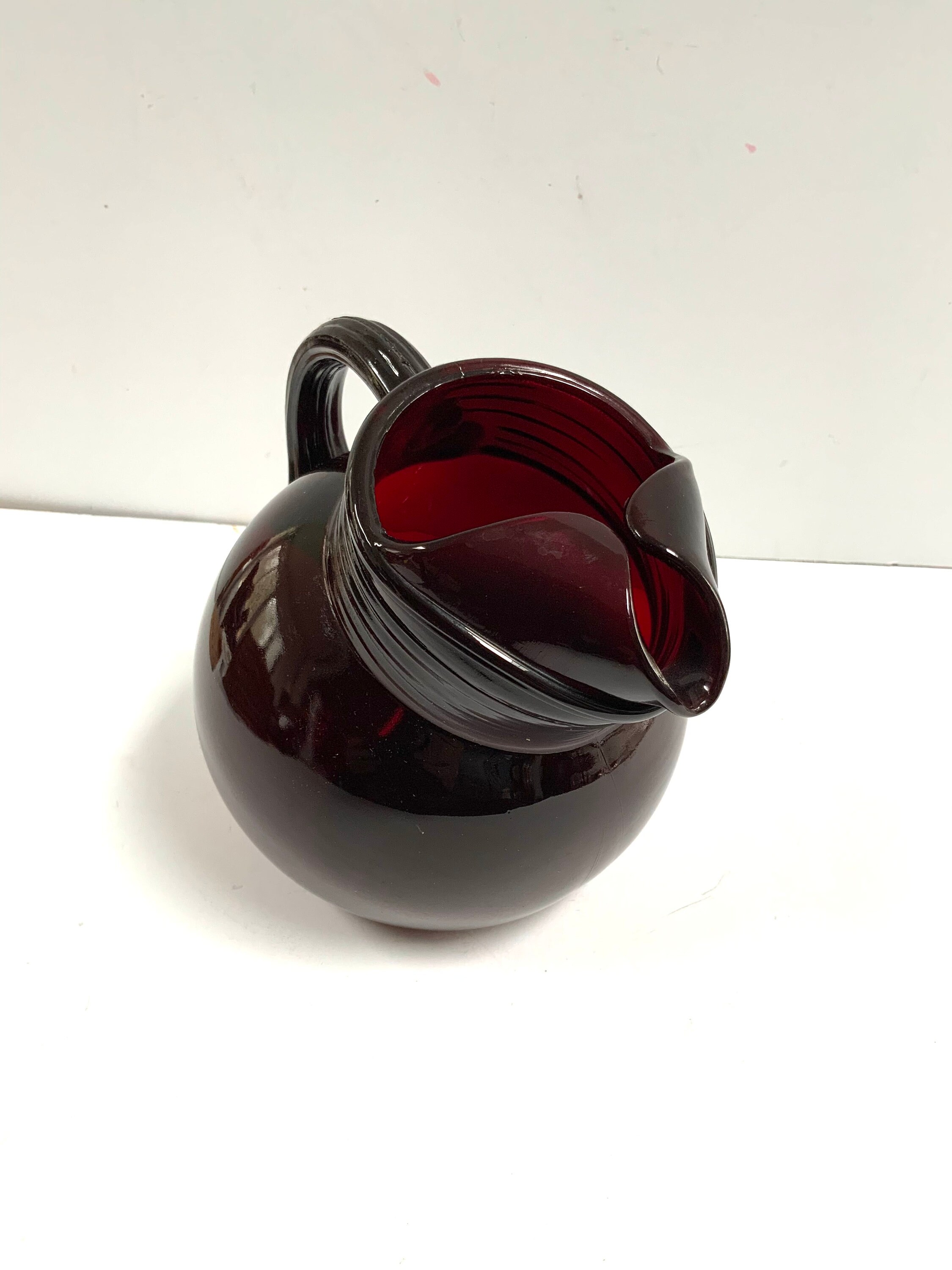 Ruby Red Ball Shaped Pitcher | Etsy