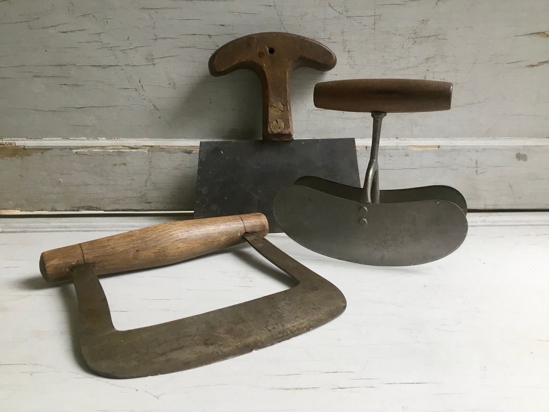 Set of 3 Antique Kitchen Chopping Tools Wood Handles With Metal Blades ...