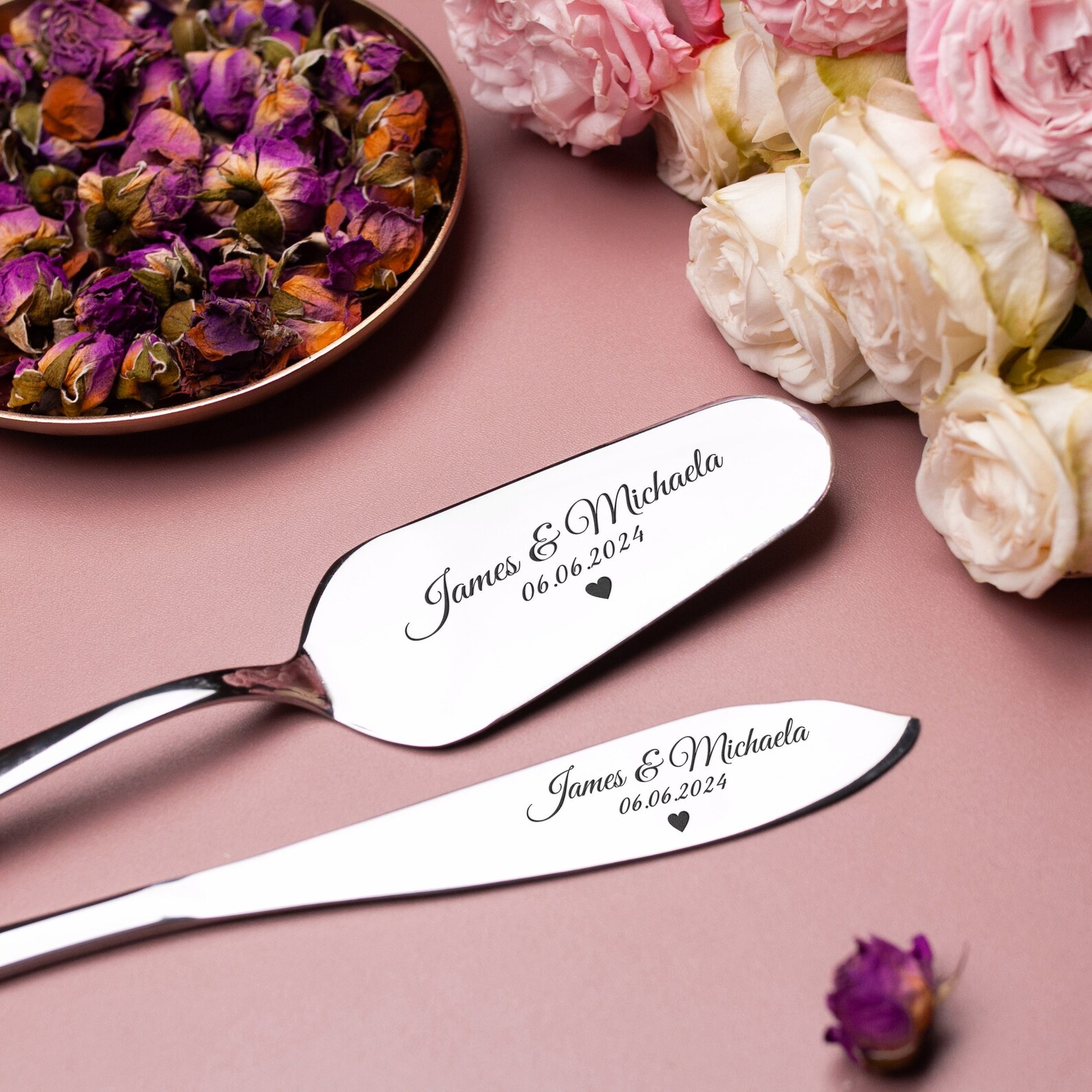 Personalized Cake Server Set and Wooden Gift Box Engraved Cake - Etsy