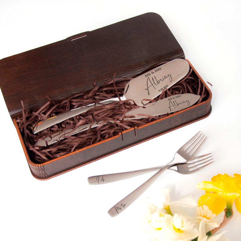 Personalized Cake Cutting Set With Cake Forks Wedding Cake - Etsy