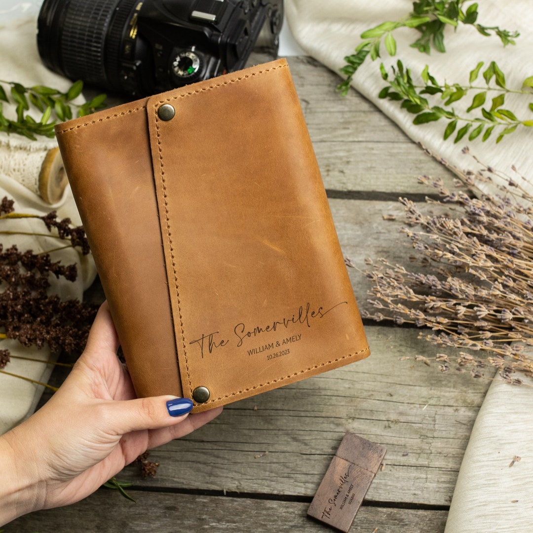 Leather Photo Box 4x6, Wooden Box for Photos With Usb, Custom Photo Box ...