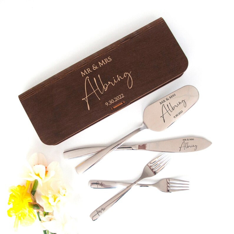 Personalized Cake Cutting Set With Cake Forks Wedding Cake - Etsy