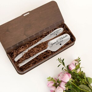 Personalized Cake Server Set and Wooden Gift Box Engraved Cake - Etsy