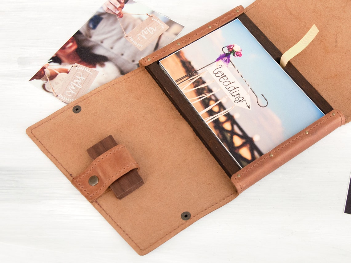 Personalized Leather Photo Box Gift for Couple 4 X 6 Wood | Etsy