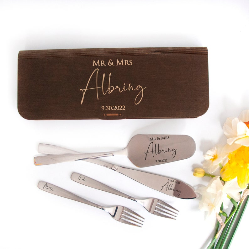 Personalized Cake Cutting Set With Cake Forks Wedding Cake - Etsy
