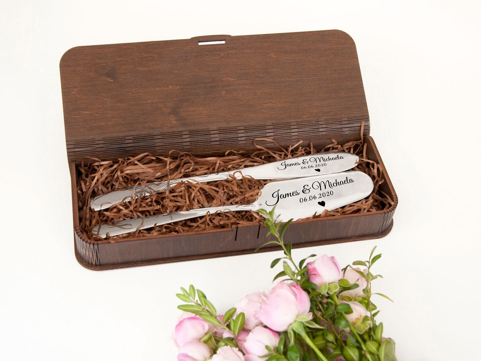 Personalized Cake Server Set and Wooden Gift Box Engraved Cake - Etsy
