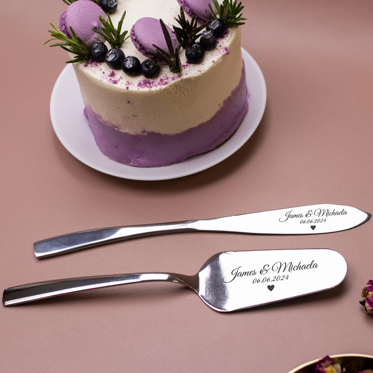 Personalized Cake Server Set and Wooden Gift Box Engraved Cake - Etsy