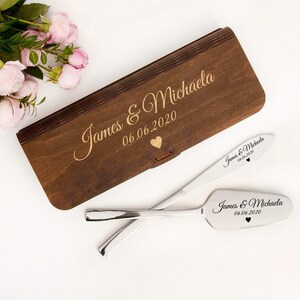 Personalized Cake Server Set and Wooden Gift Box Engraved Cake - Etsy