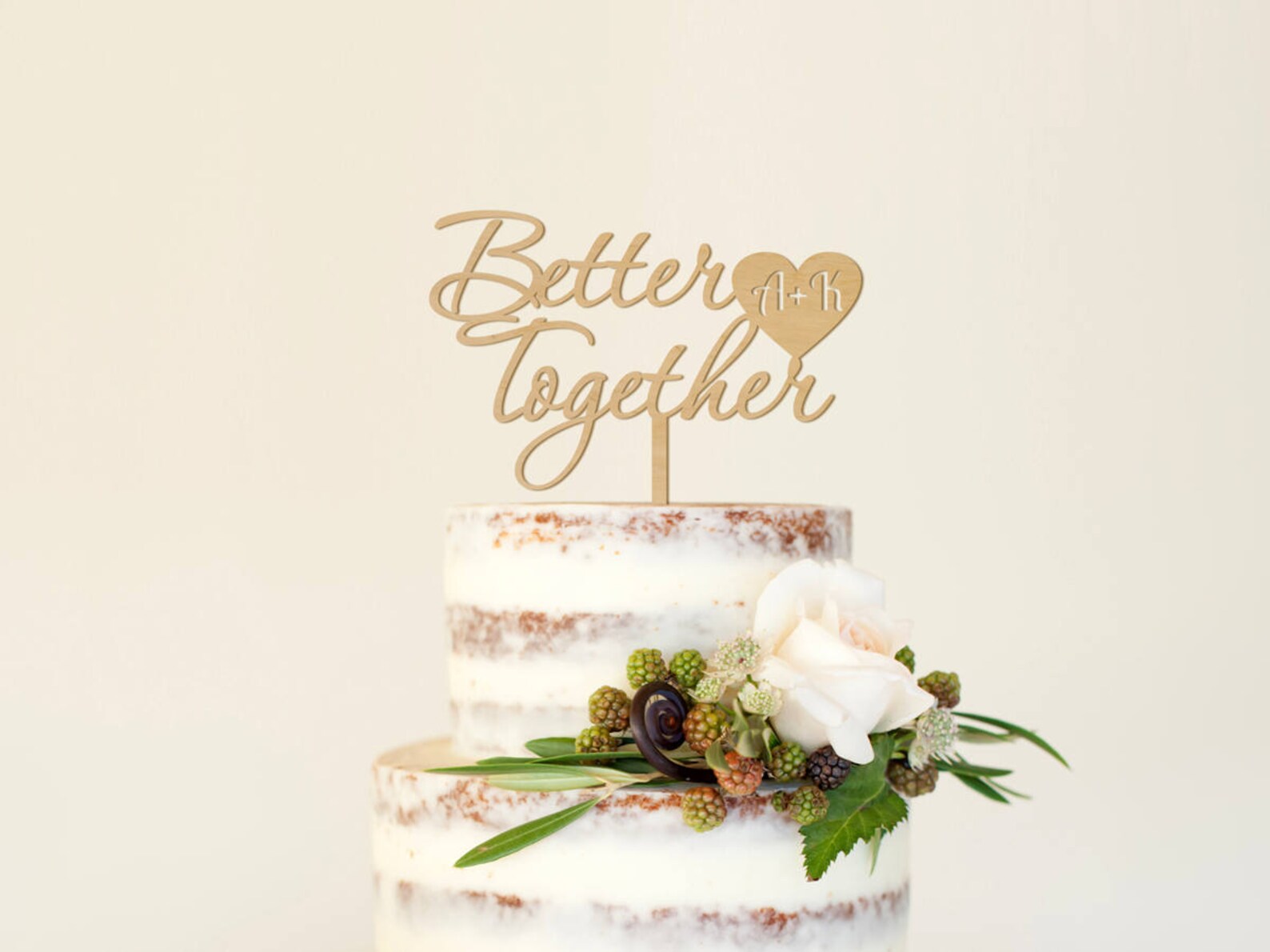 Wedding Cake Topper, Better Together Initials Cake Topper, Custom Cake ...