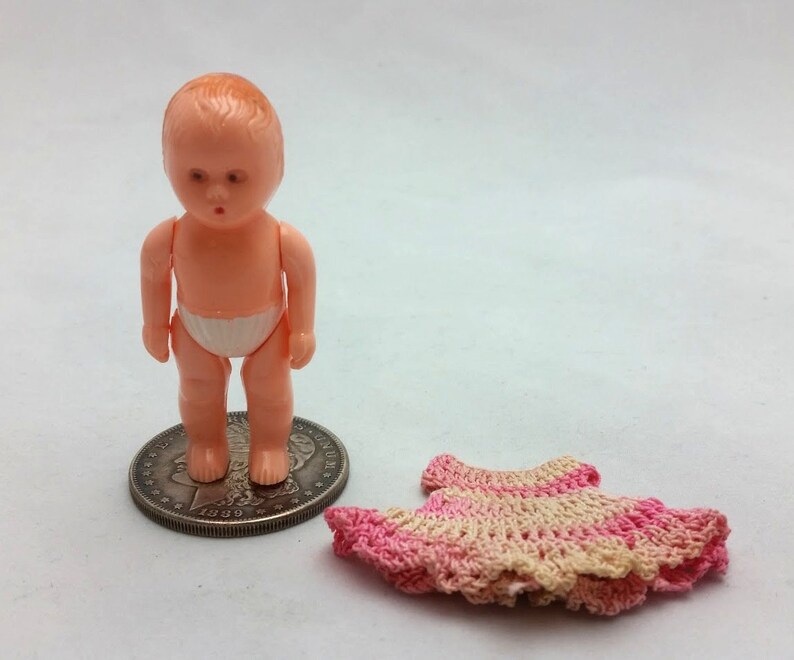 Vintage Hard Plastic Miniature Baby Doll Kewpie Doll With Jointed Body ...