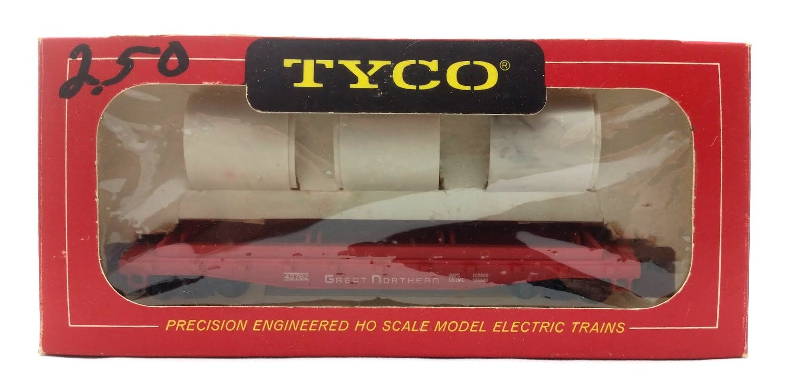 Vintage 1970s Tyco Great Northern Skid Flat Car With Pipe Load HO Scale Model Electric Train Car ...