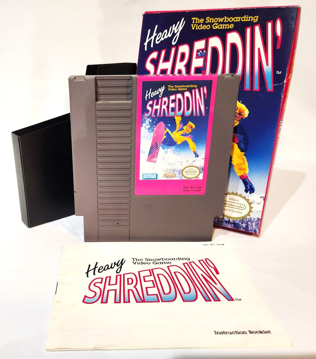 1990 Nintendo NES Heavy Shreddin' Authentic Game Cartridge in Box With ...