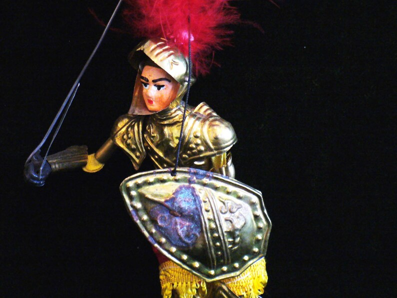 Vintage Wood and Metal Italian Knight and Shining Armor Marionette ...
